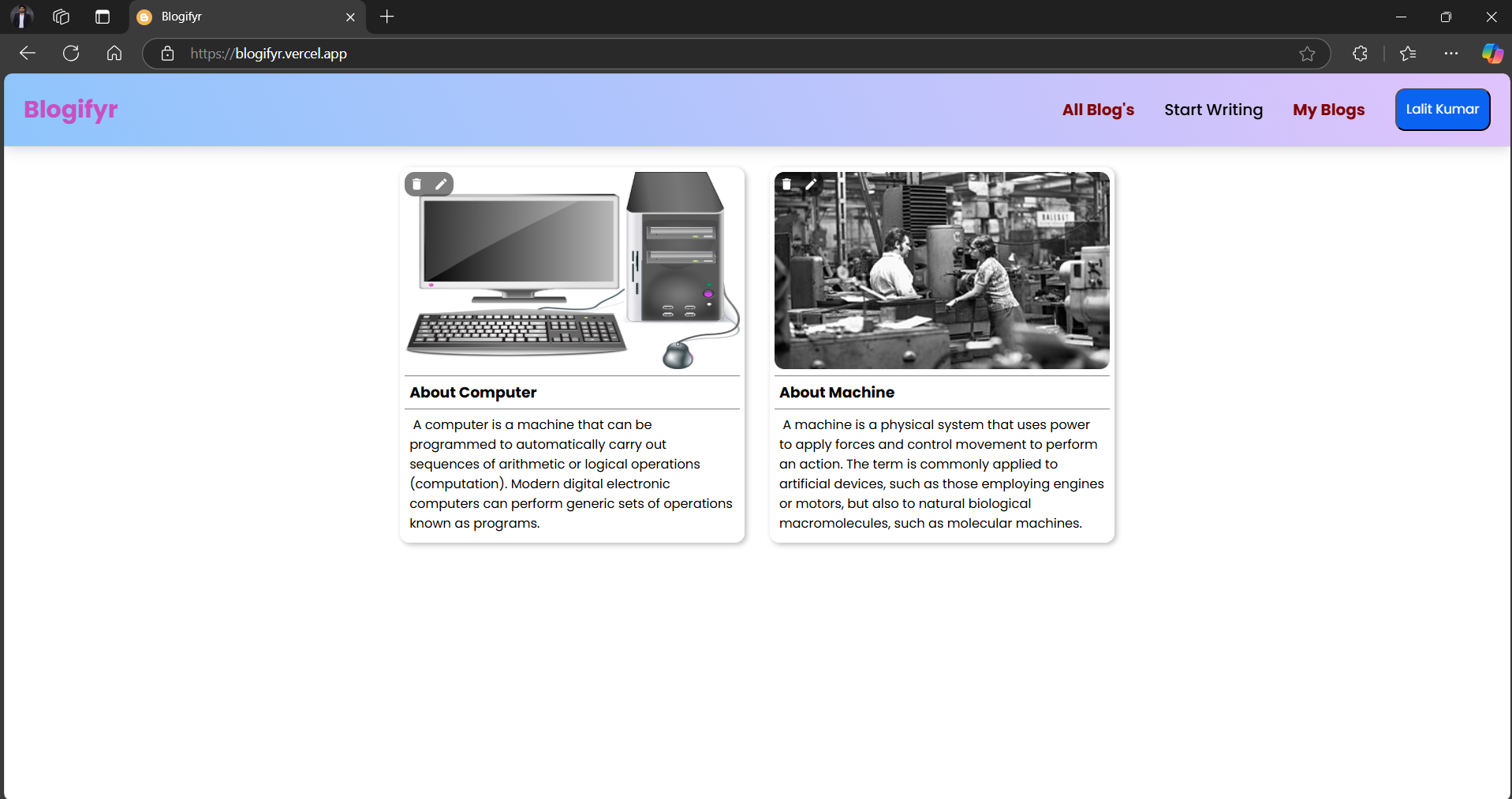 Lalit Kumar - Portfolio